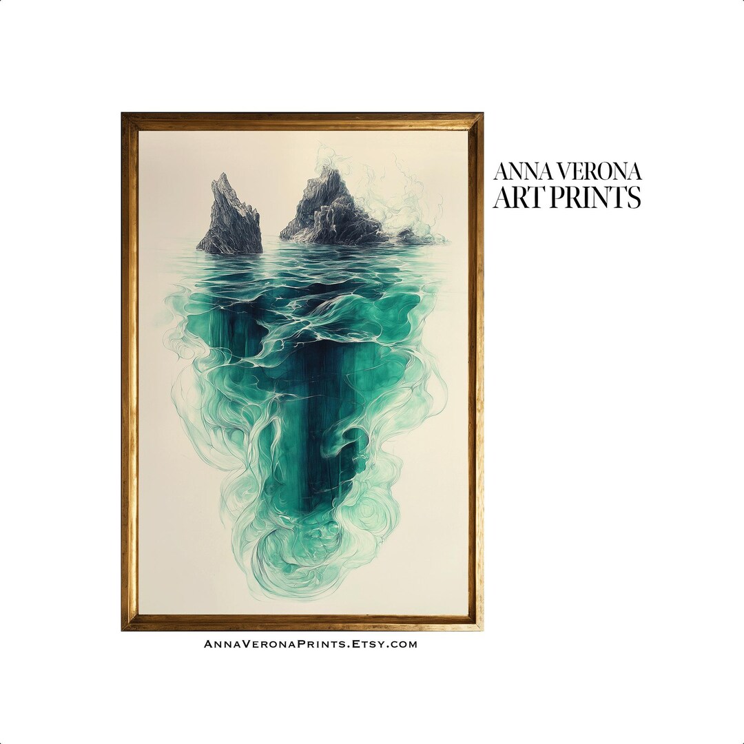 Aquatic Modern Art Minimalist Ocean Seashore Coastal Decor Water Flow ...