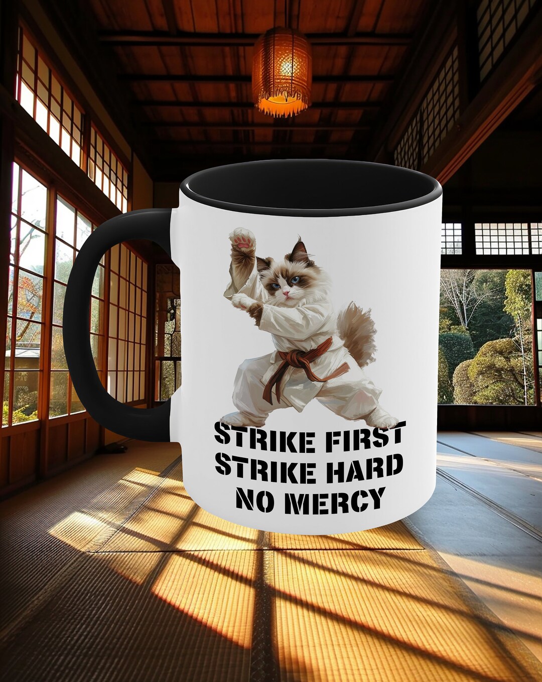 Cobra Kai Karate Kid Cat Mug - Strike First, Strike Hard, No Mercy ...