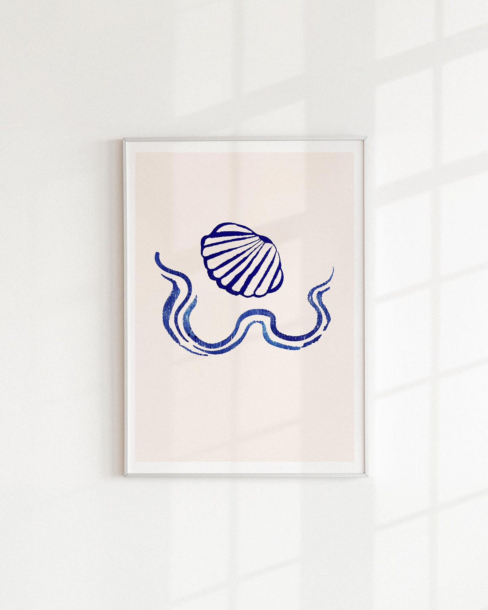 Blue Seashell Watercolor Print: Coastal Nautical Wall Art - Etsy