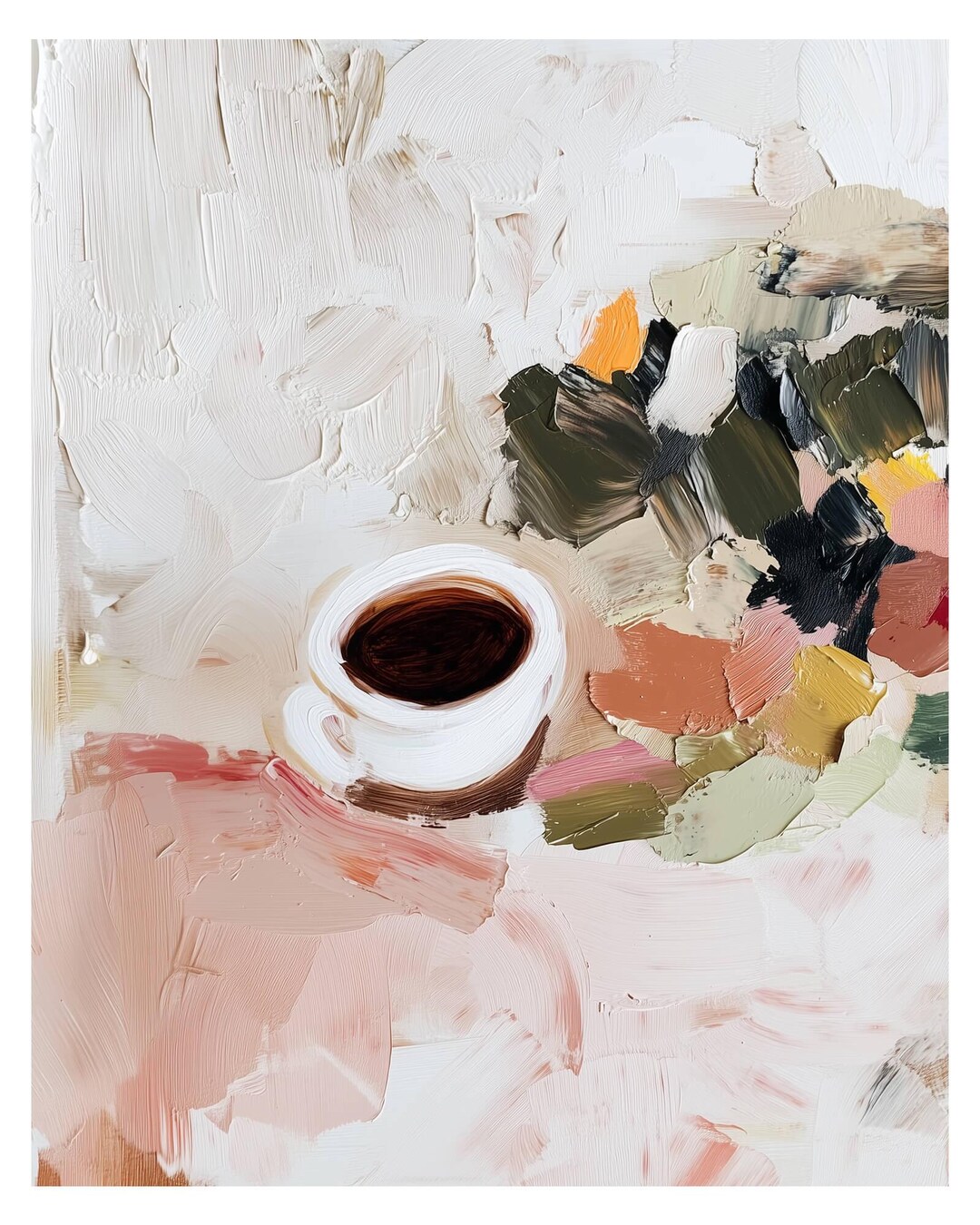 Espresso Daydream Art Print: Abstract Coffee Painting, Modern Kitchen ...