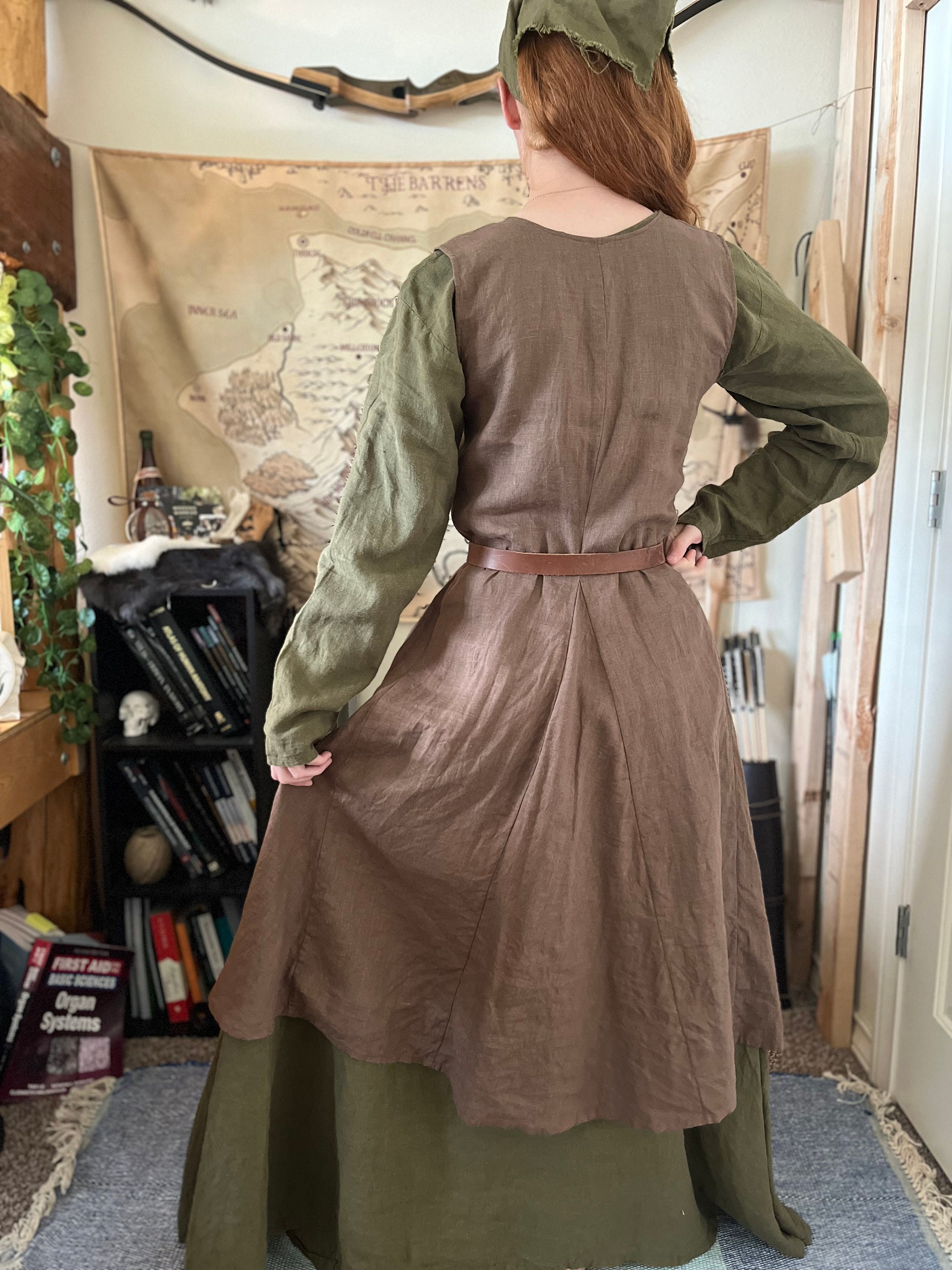 Linen Dress, Sleeveless, Medieval Simple Overdress, Handmade, LARP ...