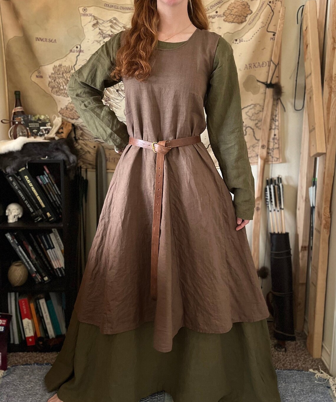Linen Dress, Sleeveless, Medieval Simple Overdress, Handmade, LARP ...