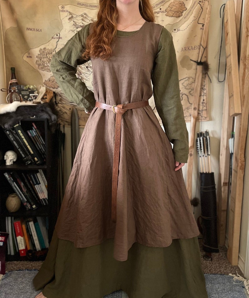 Linen Dress, Sleeveless, Medieval Simple Overdress, Handmade, LARP ...