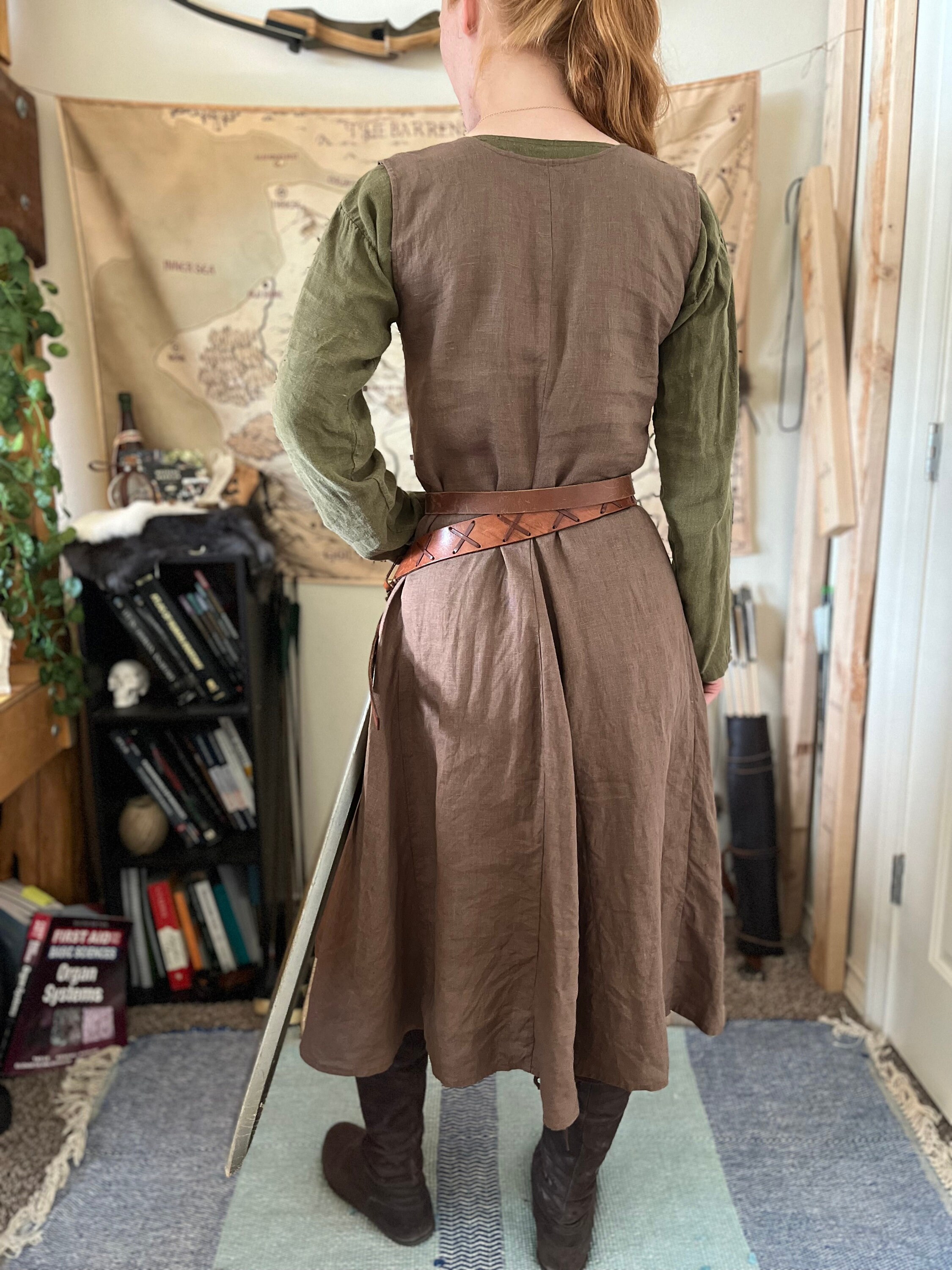 Linen Dress, Sleeveless, Medieval Simple Overdress, Handmade, LARP ...