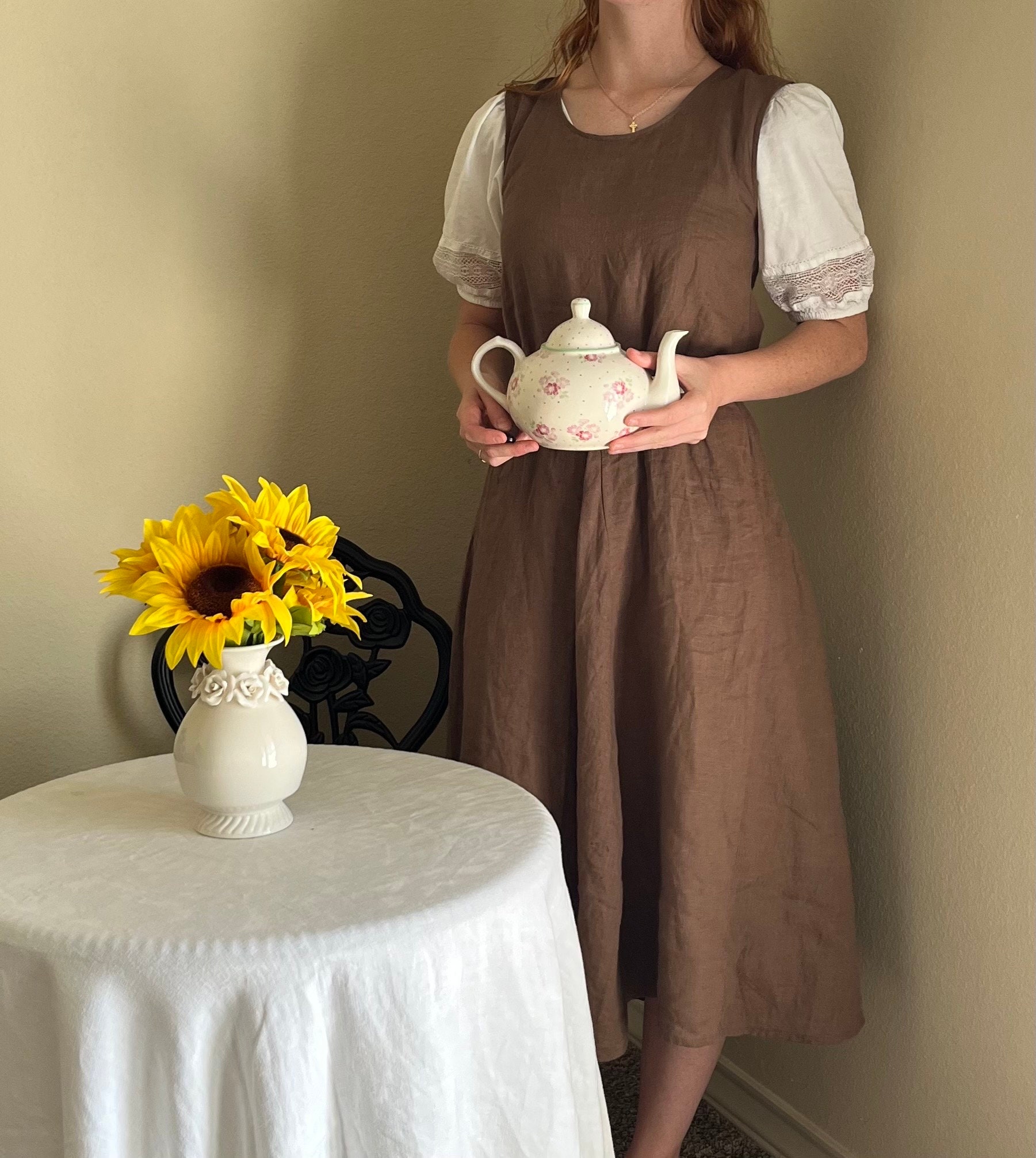 Linen Dress, Sleeveless, Medieval Simple Overdress, Handmade, LARP ...