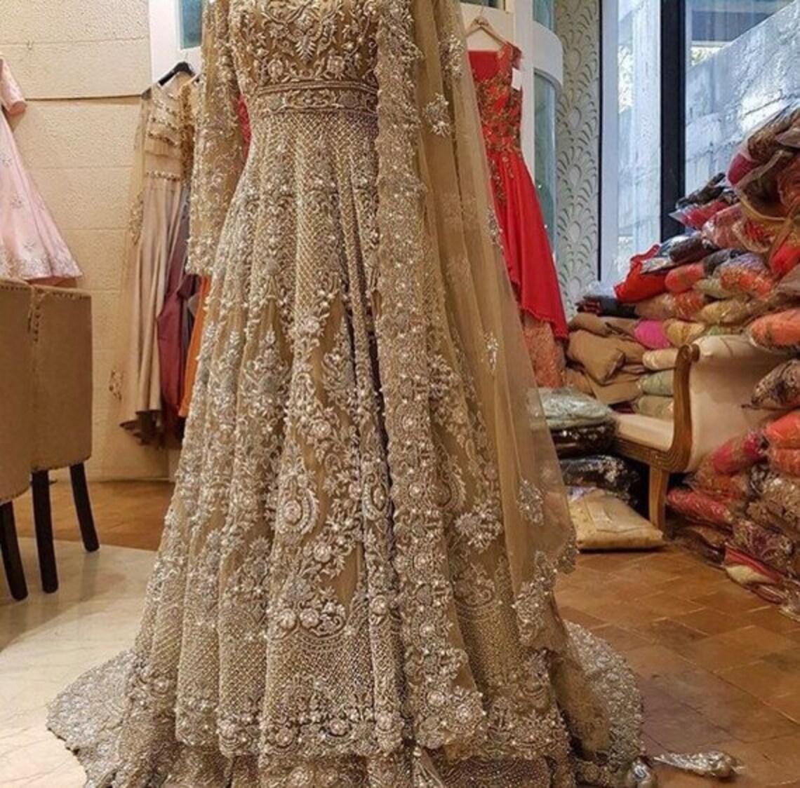 Custom Wedding Dress Reception Dress, Embroidered Dress, Pakistani ...
