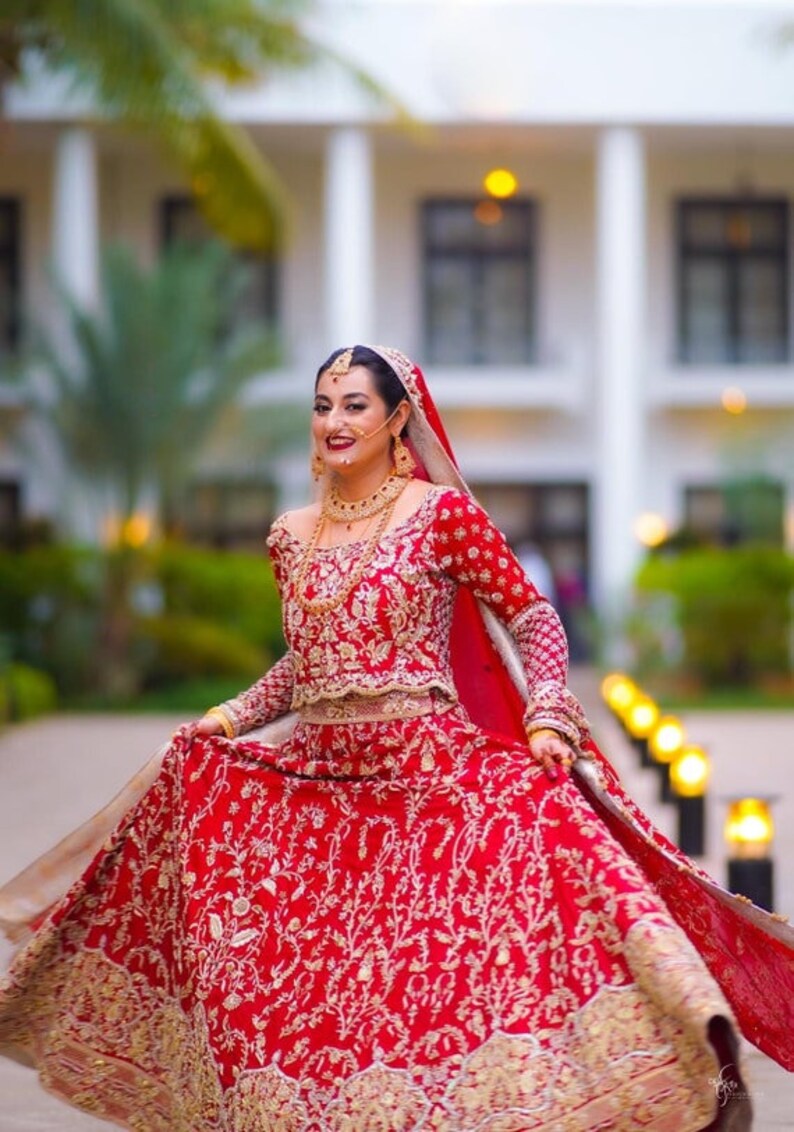 Bridal Dress, Pakistani Bridal Dress, Hand Embroidery Bridal Dress, Red Wedding Dress, Red ...