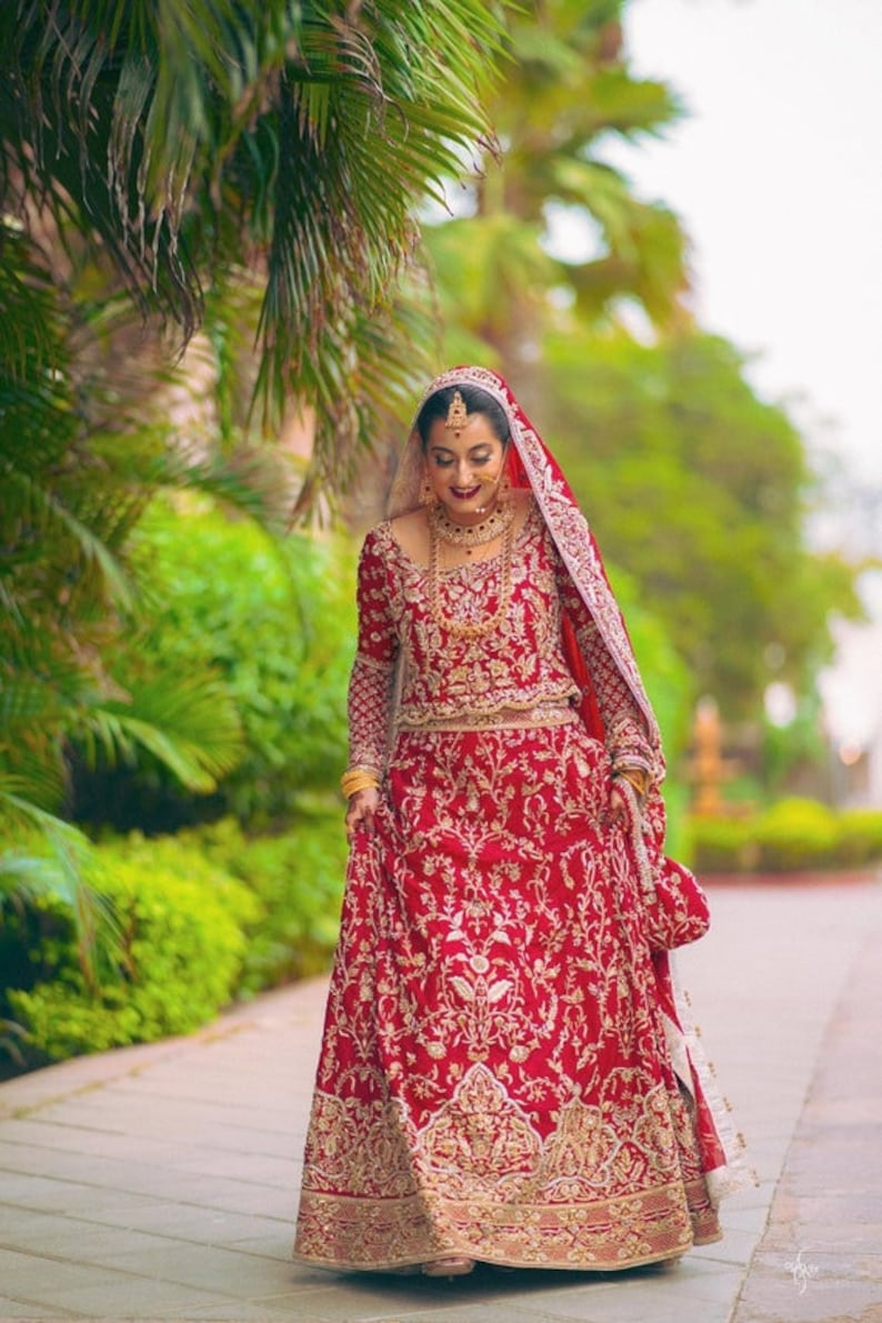 Bridal Dress, Pakistani Bridal Dress, Hand Embroidery Bridal Dress, Red Wedding Dress, Red ...