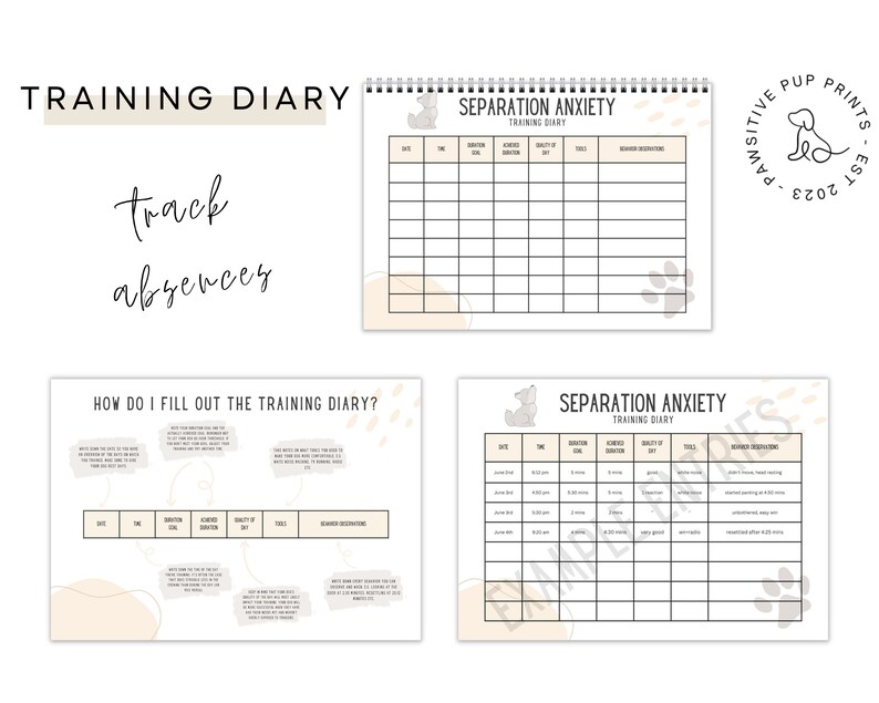 DOG SEPARATION ANXIETY Training Diary | Workout Tracker Journal | Track ...