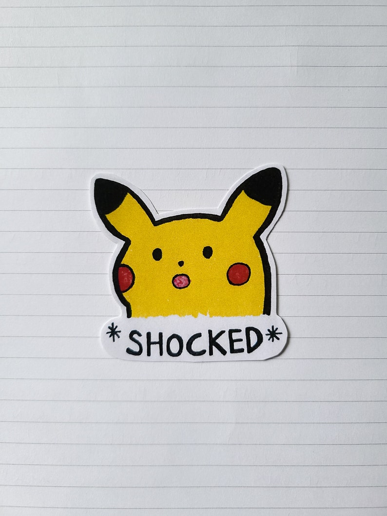 Shocked Pikachu Face Sticker - Etsy