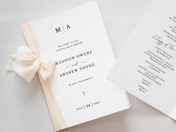 Catholic Wedding Program Without Mass Marriage Mass Booklet Angelus