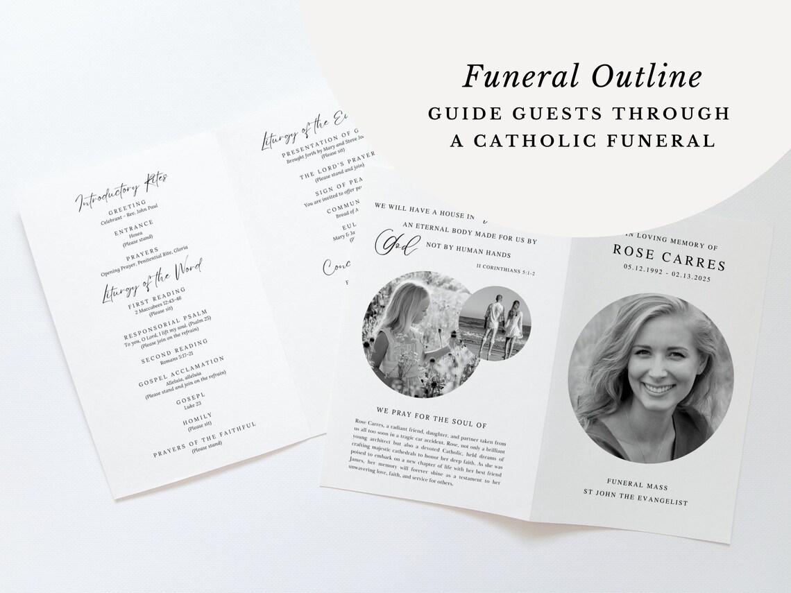 Catholic Funeral Mass Program: Celebration of Life Template (digital ...