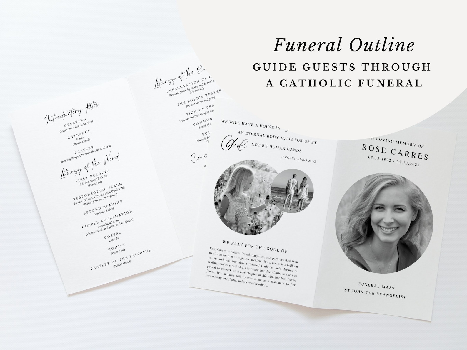 Catholic Funeral Mass Program: Celebration of Life Template (digital ...
