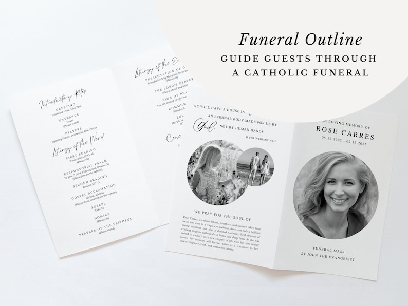 Catholic Funeral Mass Program: Celebration of Life Template (digital ...