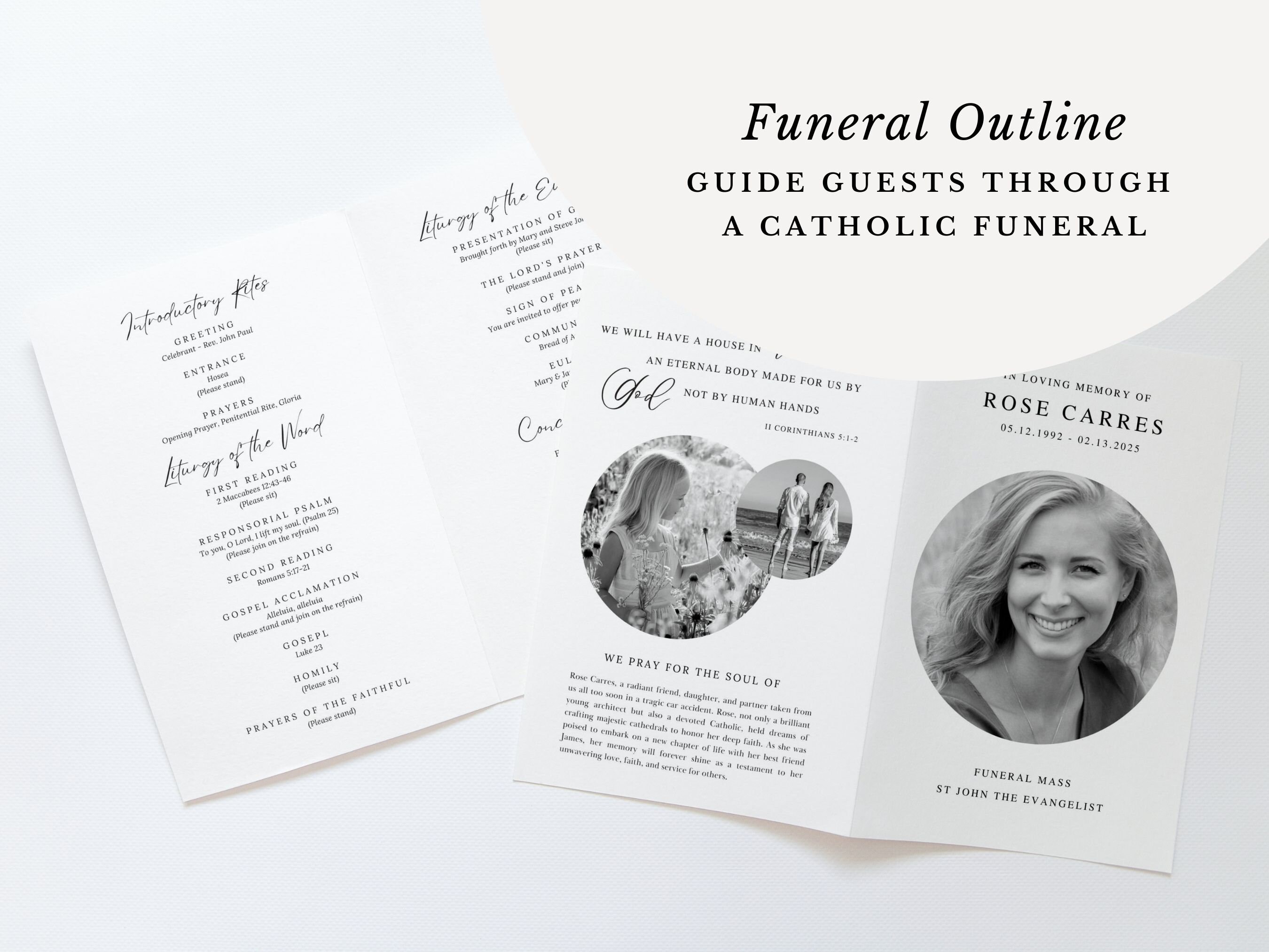 Catholic Funeral Mass Program: Celebration of Life Template (digital ...