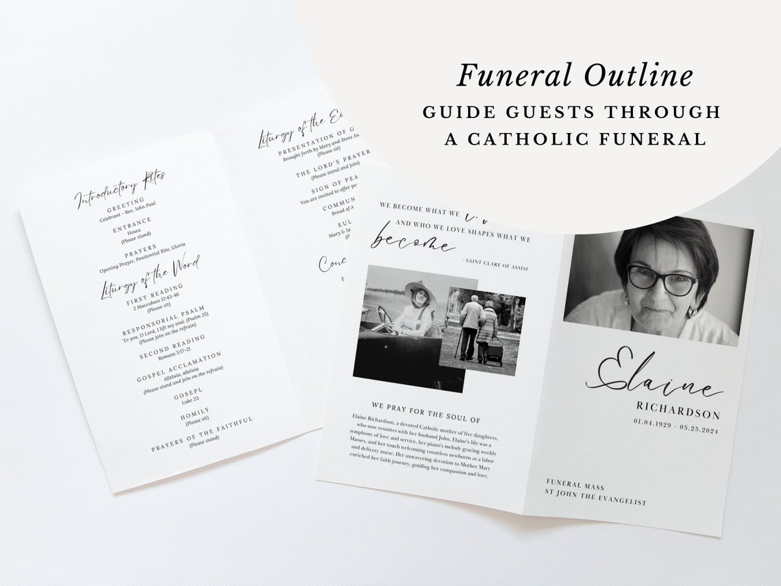 Catholic Funeral Program Catholic Celebration of Life Liturgy Memorial ...