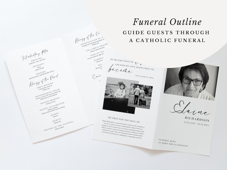 Catholic Funeral Program Catholic Celebration Of Life Liturgy Memorial 