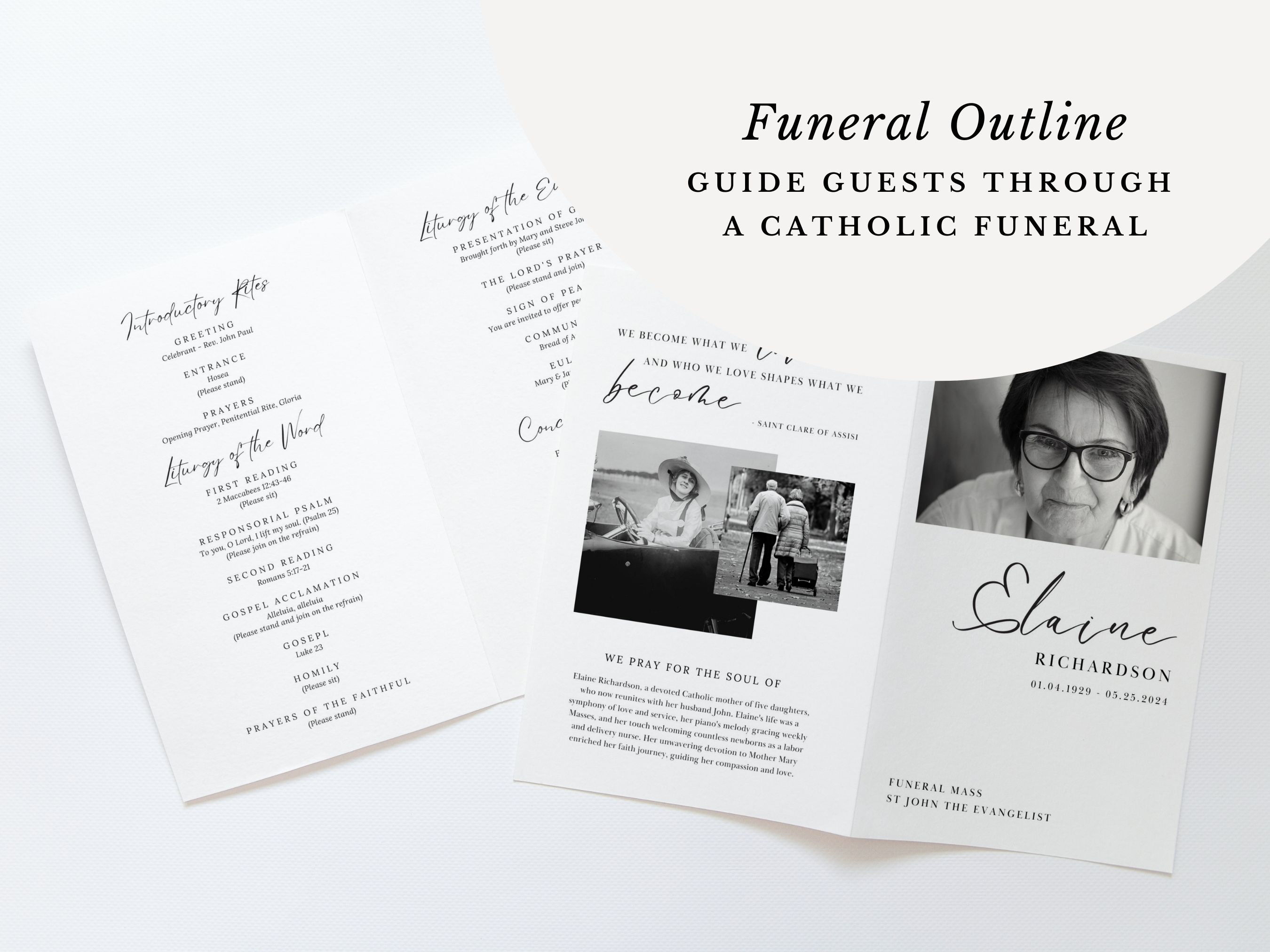 Catholic Funeral Program Catholic Celebration Of Life Liturgy Memorial