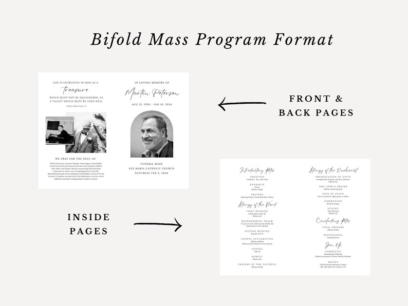 Custom Catholic Mass Program for Catholic Wedding Catholic Funeral ...