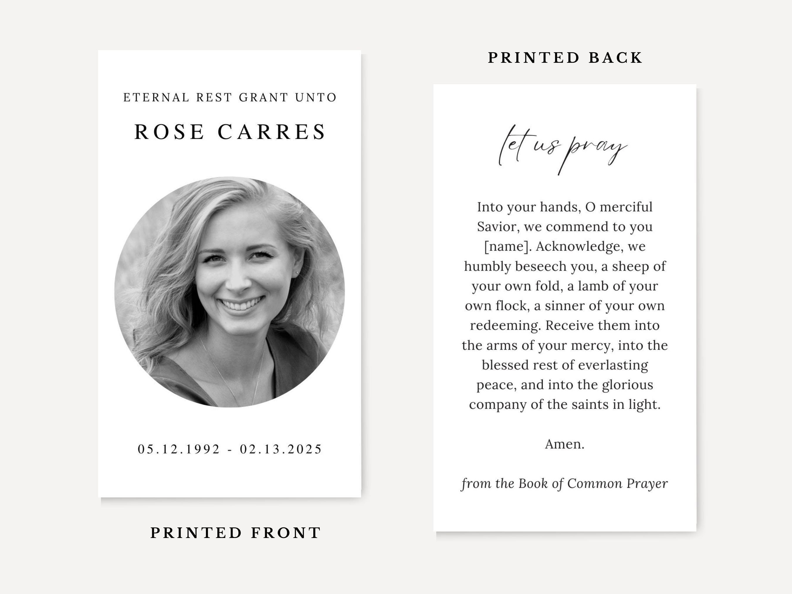 Catholic Prayer Card Template, Catholic Funeral Mass Prayer Card ...