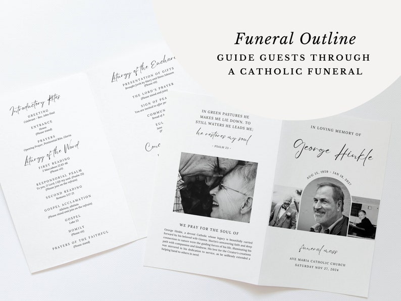Catholic Funeral Mass Bifold Program Celebration of Life Liturgy for ...