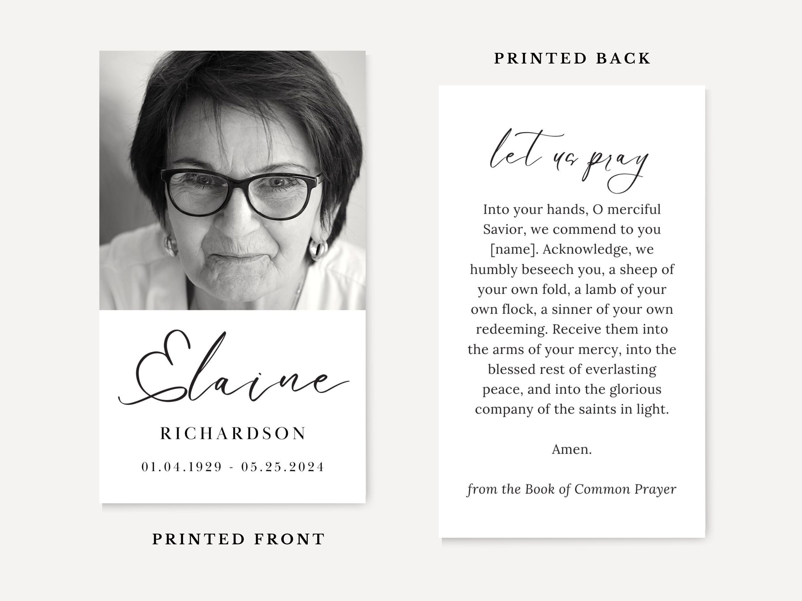 Catholic Funeral Prayer Card Template: Modern Memorial (customizable ...