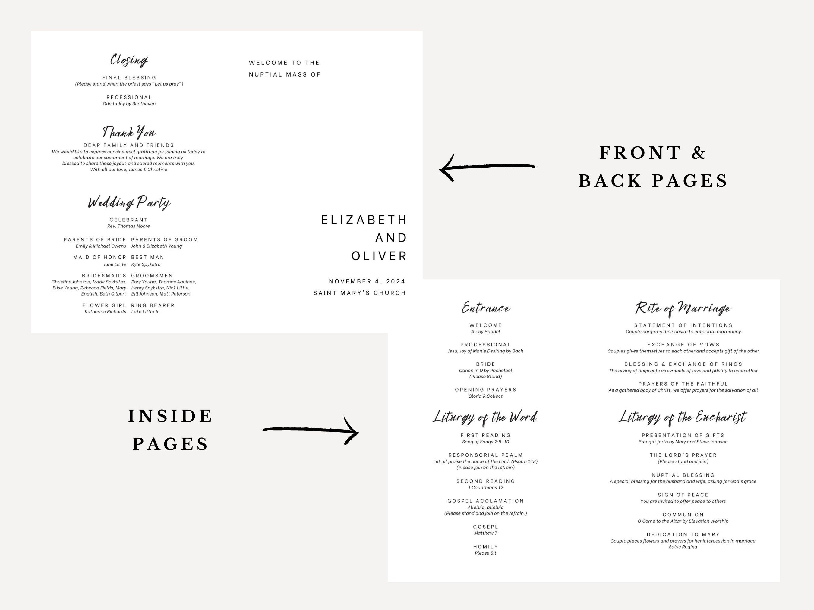 Catholic Wedding Program Catholic Nuptial Mass & Catholic Wedding ...