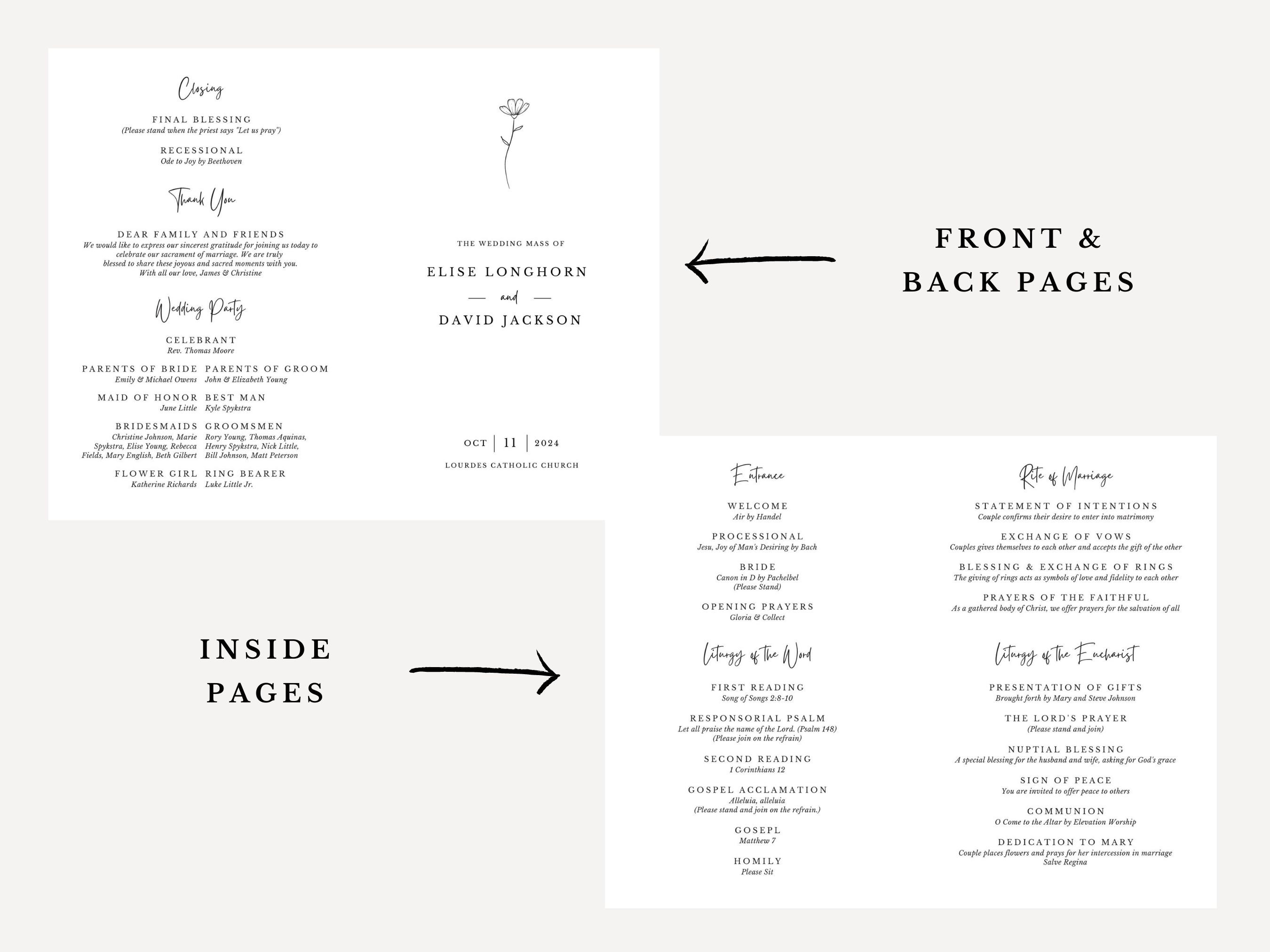 Catholic Wedding Program Catholic Nuptial Mass & Catholic Wedding ...