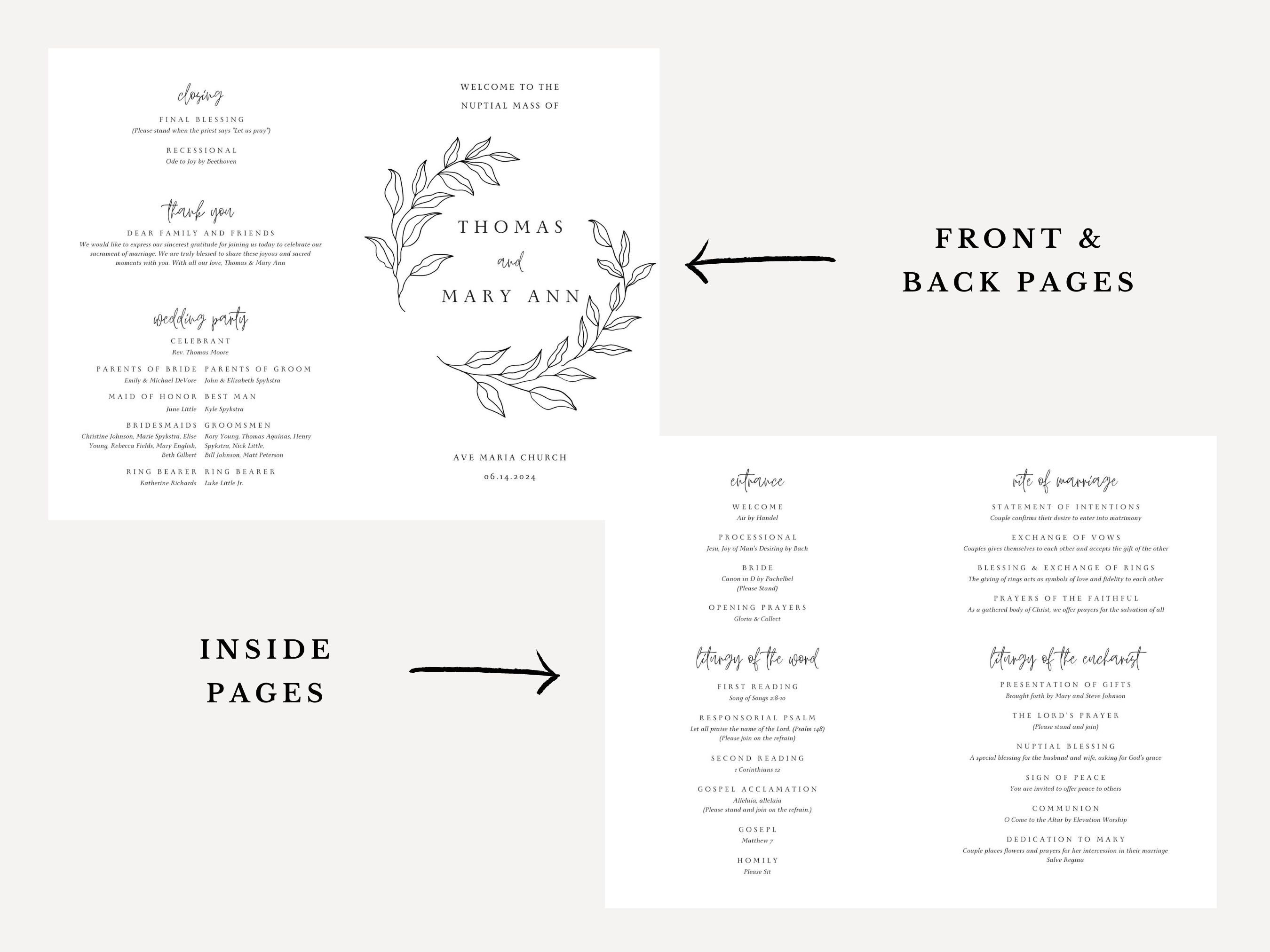 Catholic Wedding Program Catholic Nuptial Mass & Catholic Wedding ...