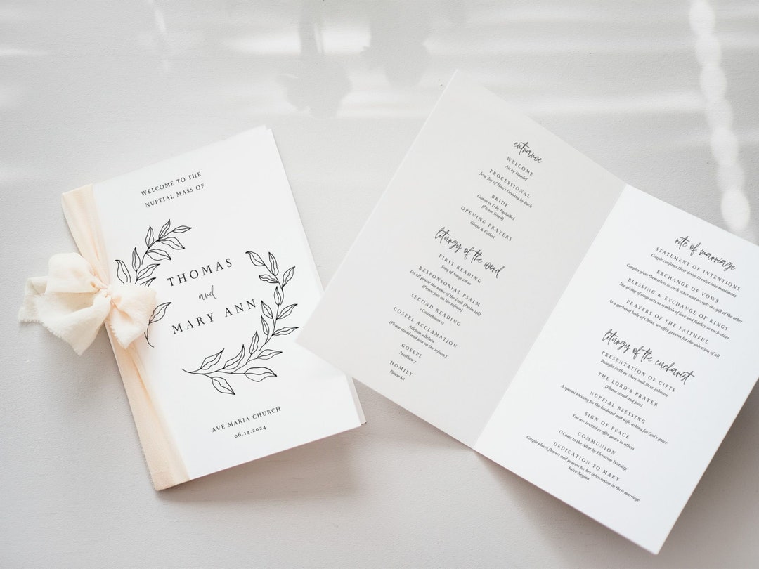 Catholic Wedding Program Catholic Nuptial Mass & Catholic Wedding ...