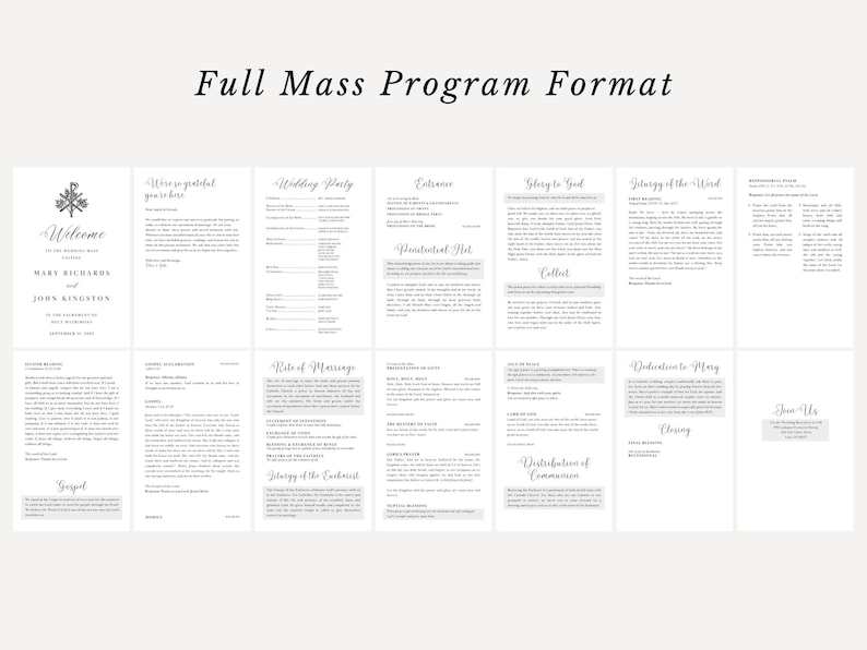 Custom Catholic Mass Program for Catholic Wedding Catholic Funeral ...