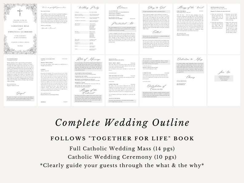 Catholic Wedding Program Template: Full Mass & Lasso Tradition - Etsy