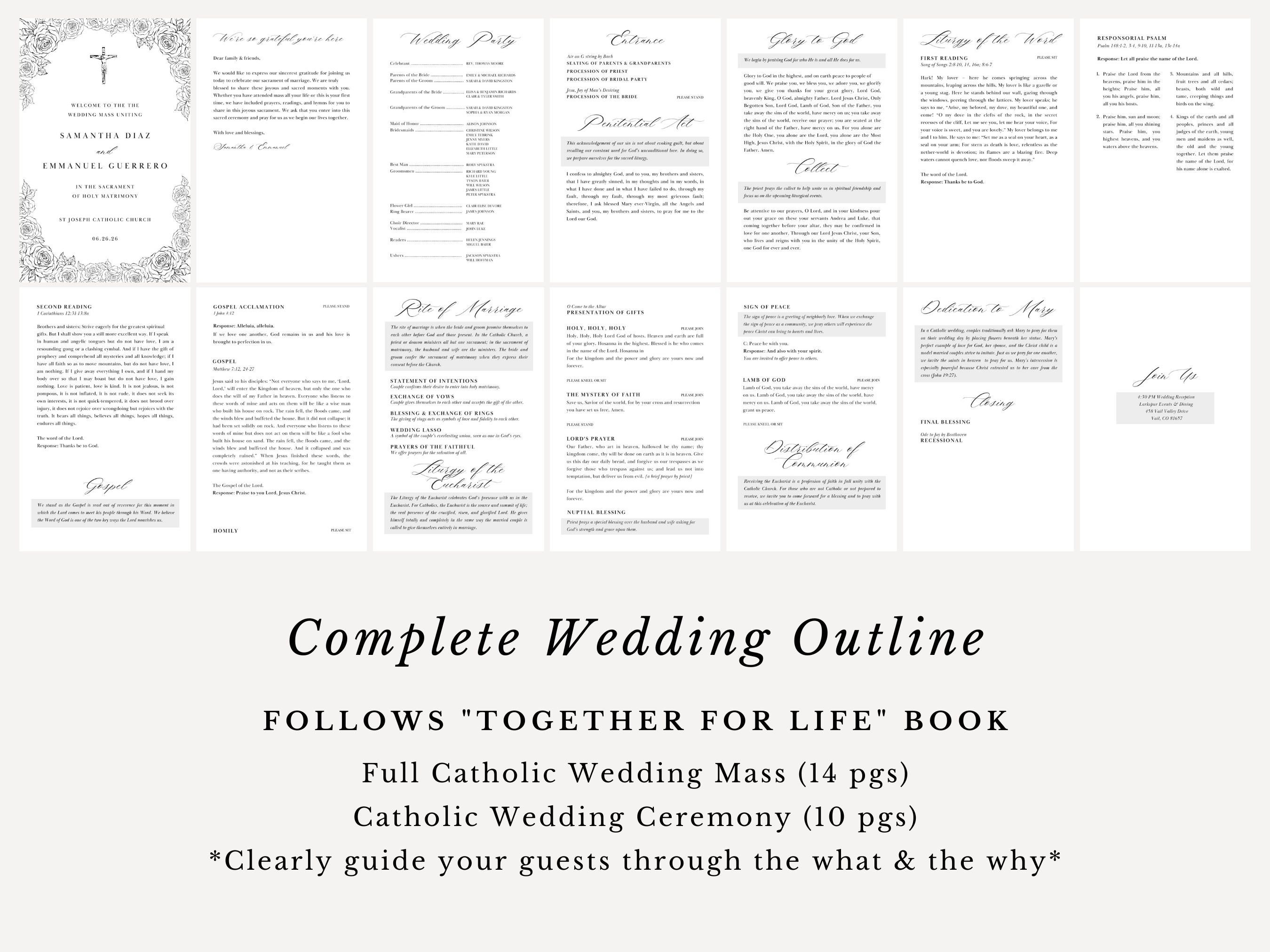 Catholic Wedding Program Template: Full Mass & Lasso Tradition - Etsy