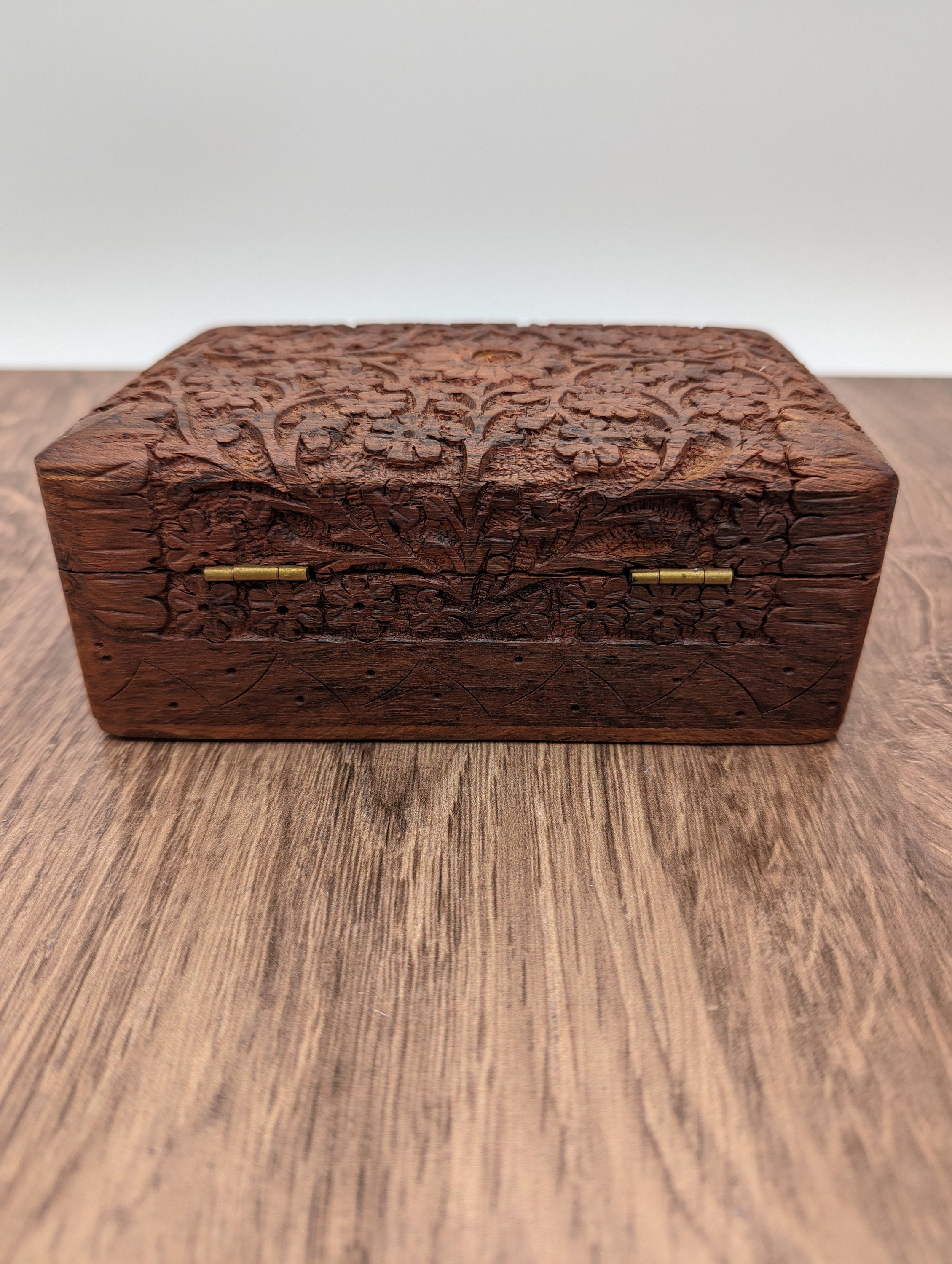 Antique Indian Mughal Floral Design Hand Carved Wood Box - Etsy