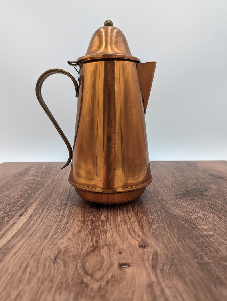 Vintage Mid-century Copper Stove Top Style Coffee Tea Maker Pot With ...
