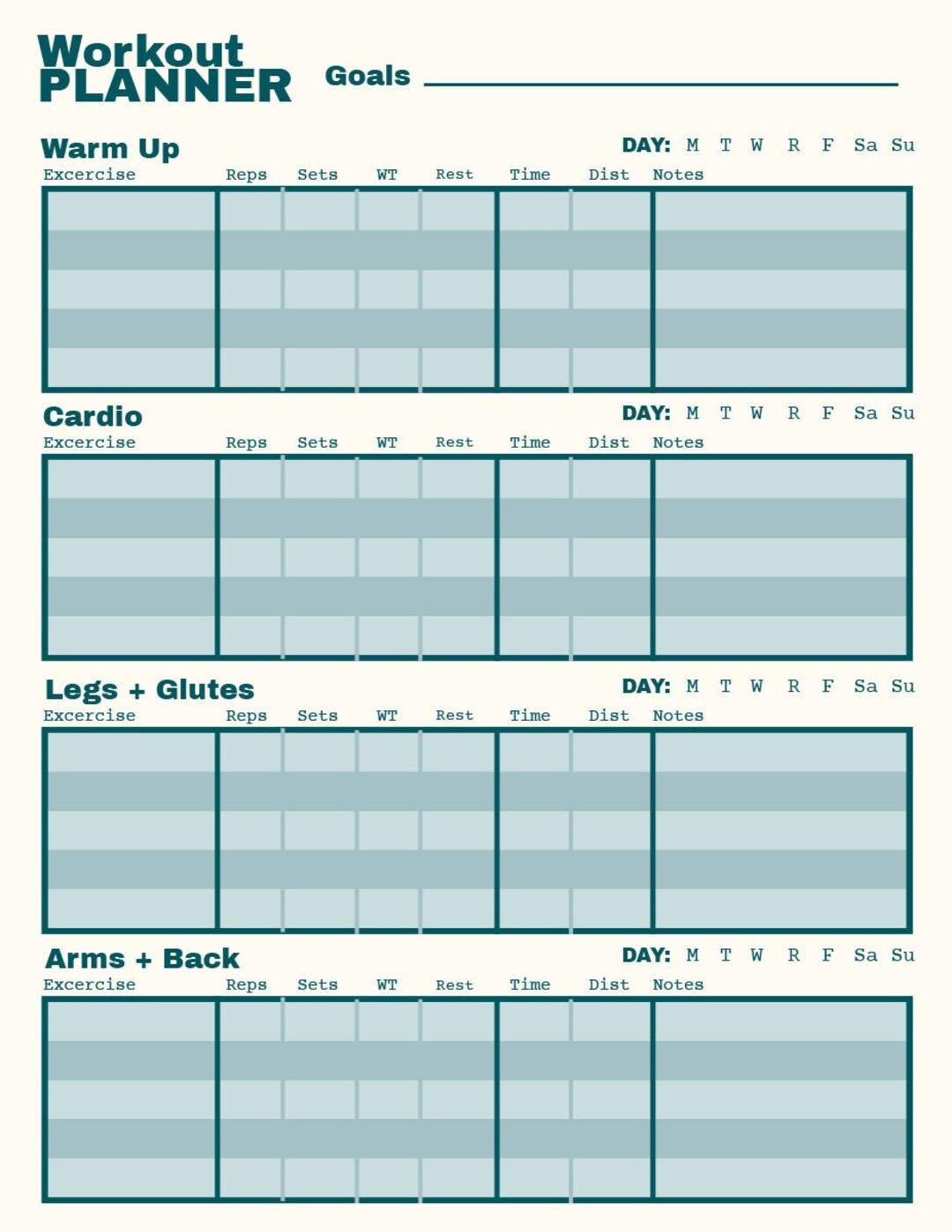 Daily Workout Planner Printable, Daily to Do List for Exercise, A4 Size ...