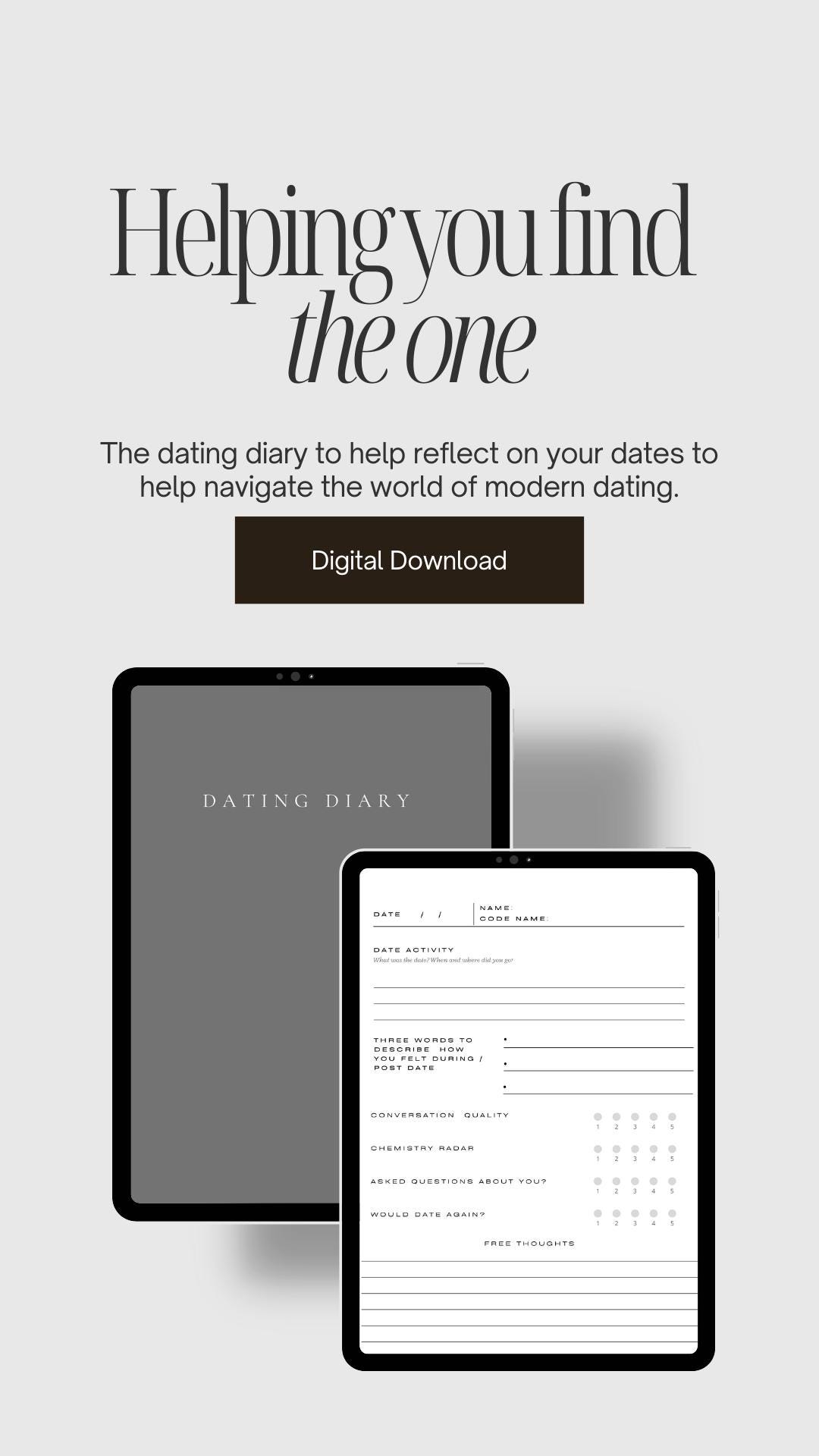 The Dating Diary | Printable Dating Journal | Relationship Tracker ...