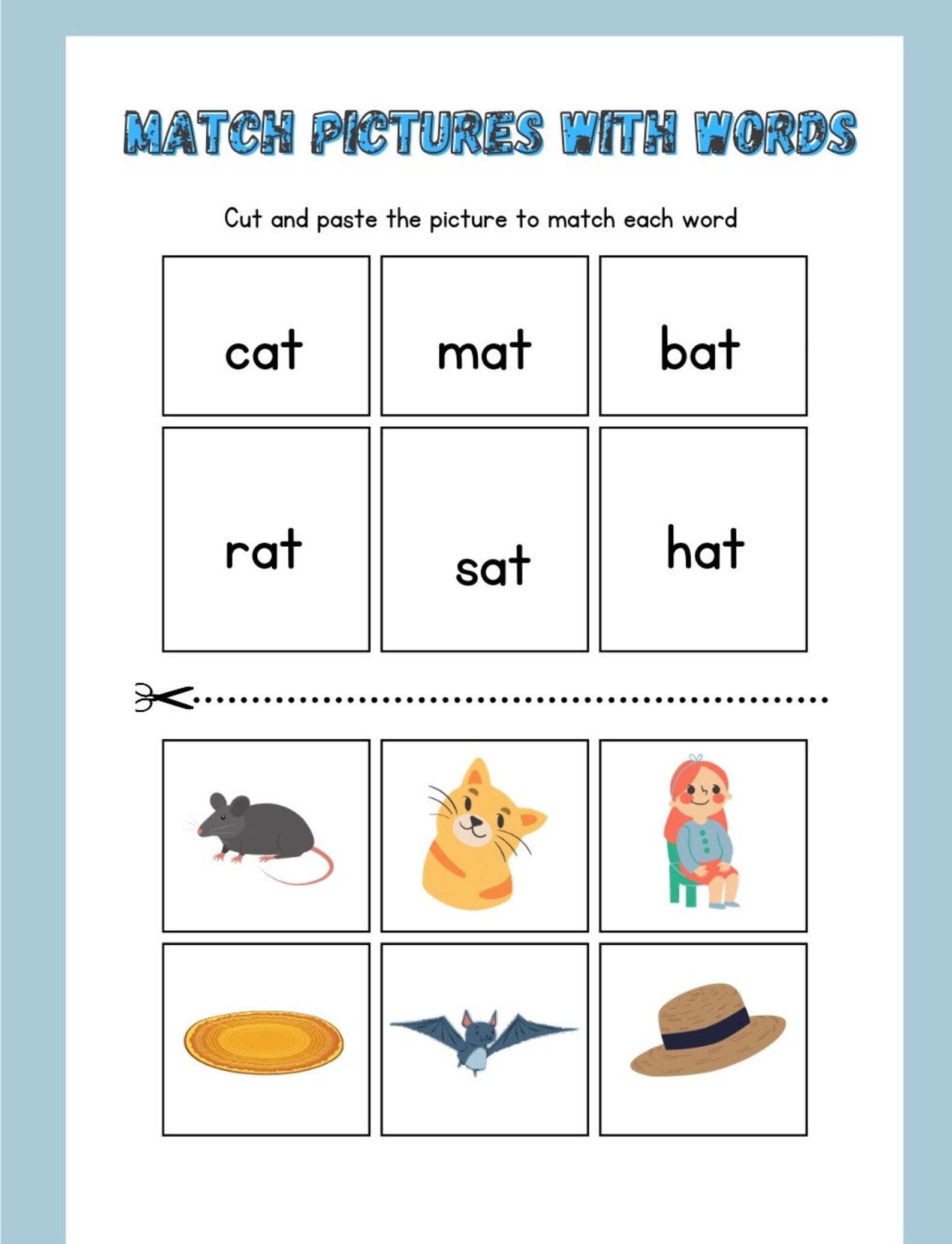 Read and Match Work Sheet - Etsy