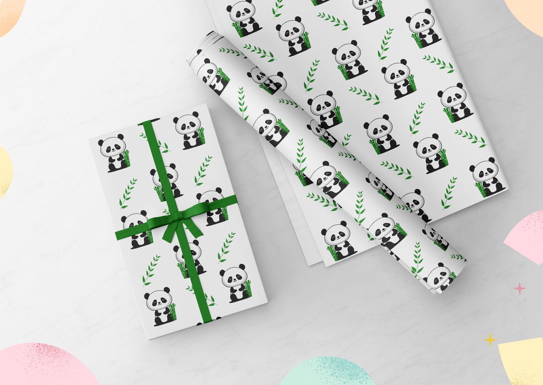 Panda Wrapping Paper Panda Baby Shower Birthday Present Wrap - Etsy