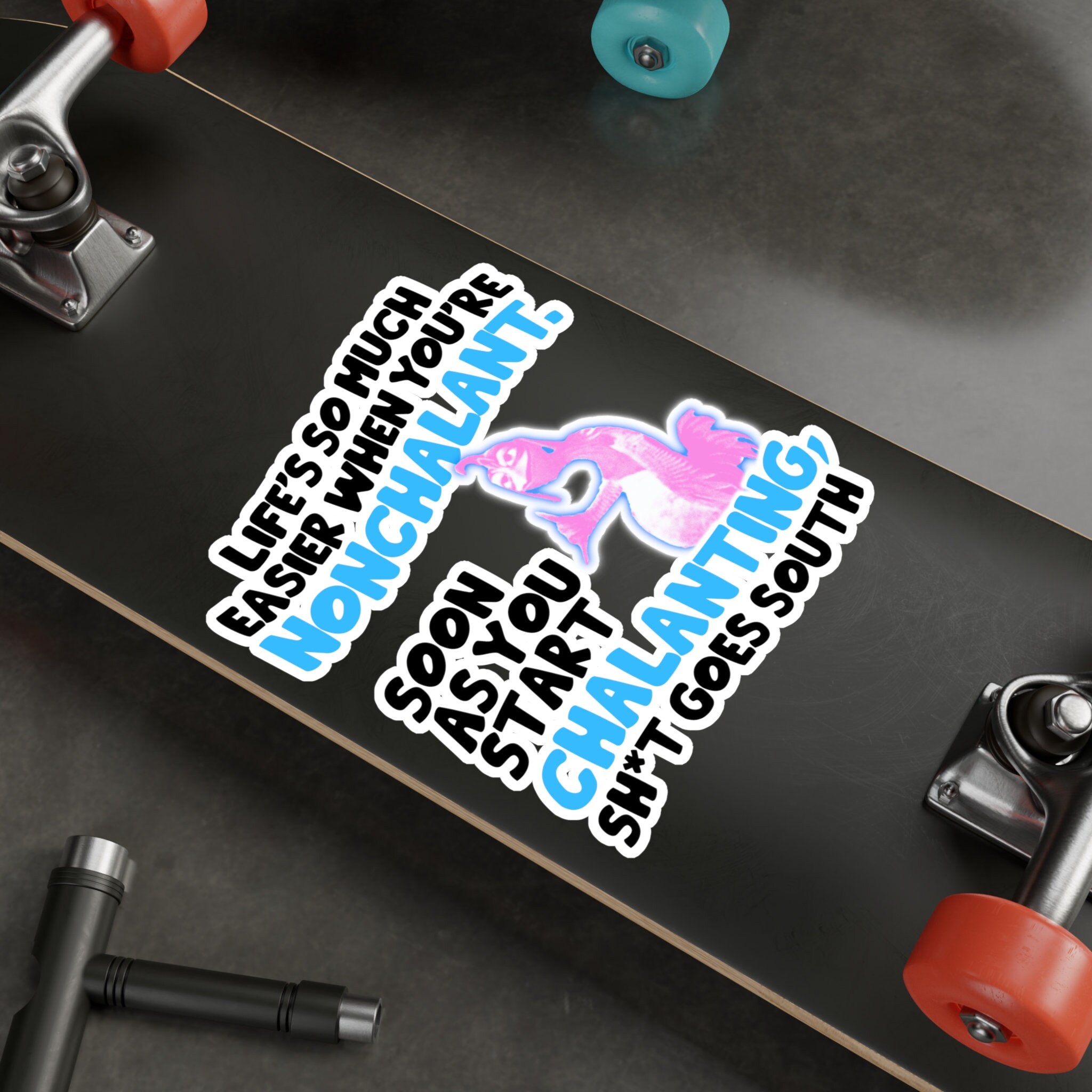 Nonchalant Chicken Joe Surfs up Funny Matte Vinyl Sticker, Waterbottle ...