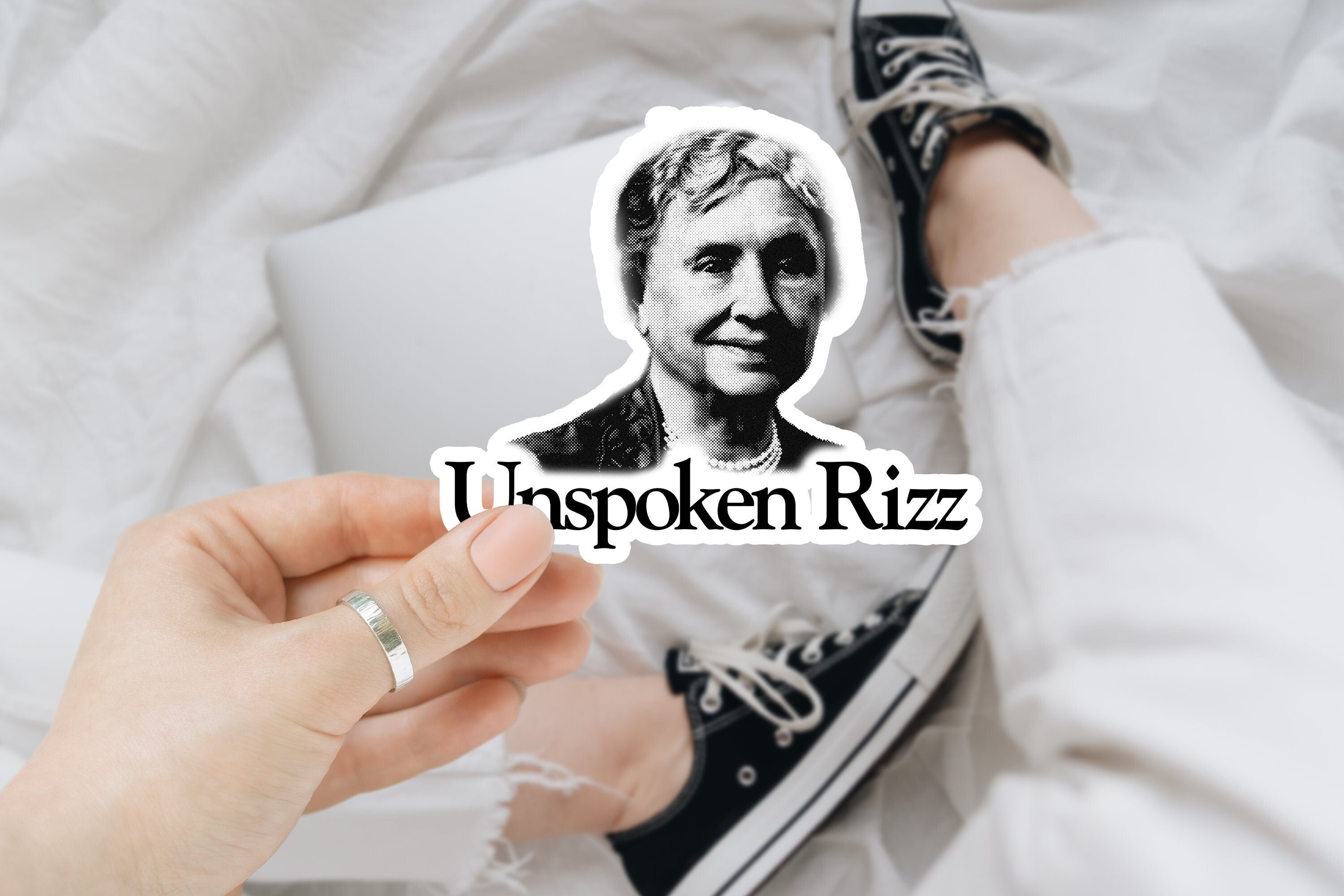 Helen Keller Unspoken Rizz Vinyl Sticker, Water Bottle Sticker Water ...