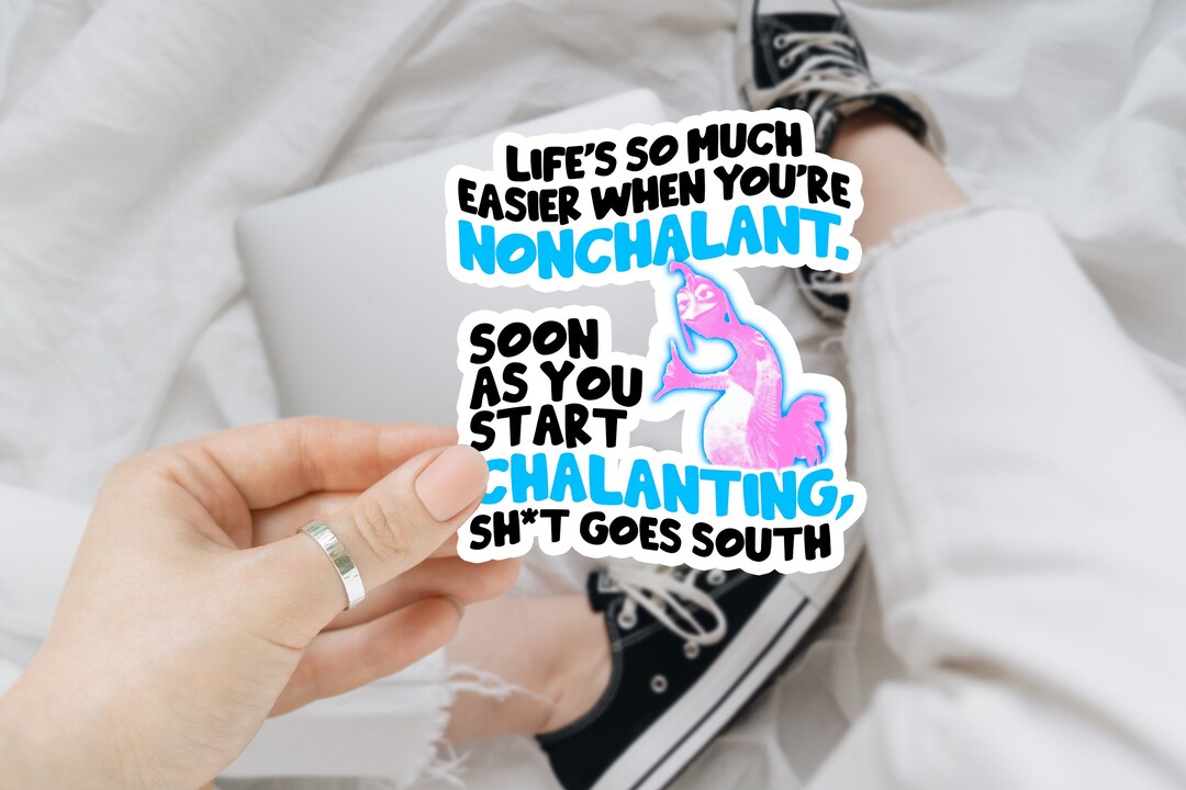 Nonchalant Chicken Joe Surfs up Funny Matte Vinyl Sticker, Waterbottle ...