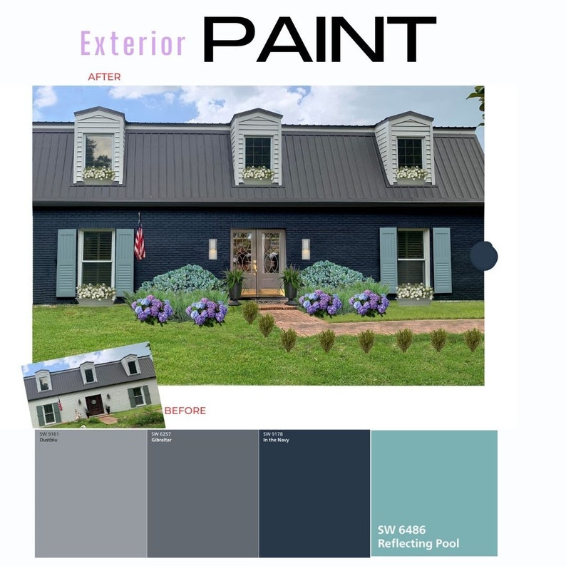 Exterior Paint Design | Exterior Color Palette| E-design - Etsy
