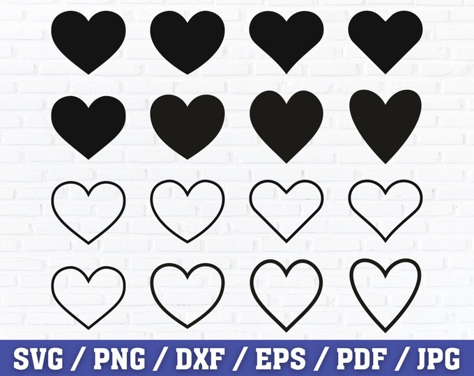 Hearts Svg Bundle, Heart Outline Svg, Heart Cut Files, Heart Clipart ...