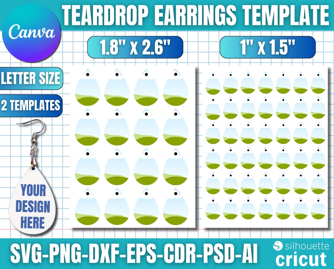 Teardrop Earring Sublimation Template, Earring Sublimation, Earring ...