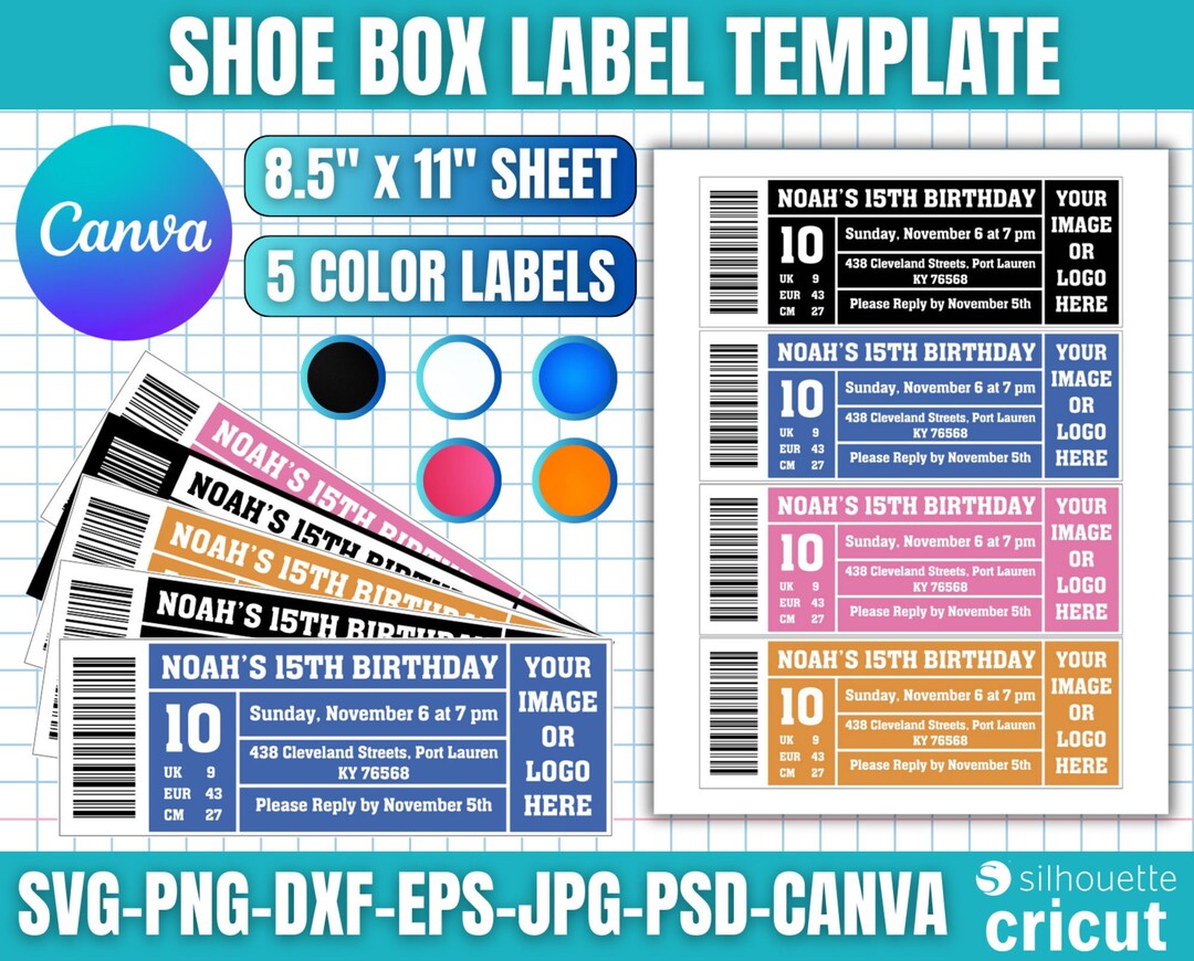 Shoe Box Label Template, Shoe Box Label Template SVG, Shoe Box Label ...