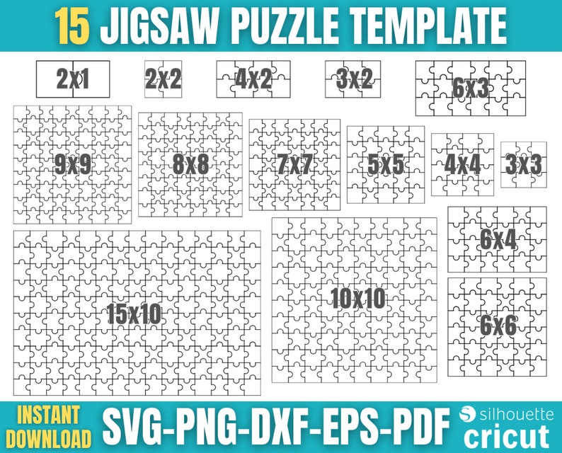 Jigsaw Puzzle Template, Puzzle Template SVG, Jigsaw Puzzle SVG, Puzzle ...