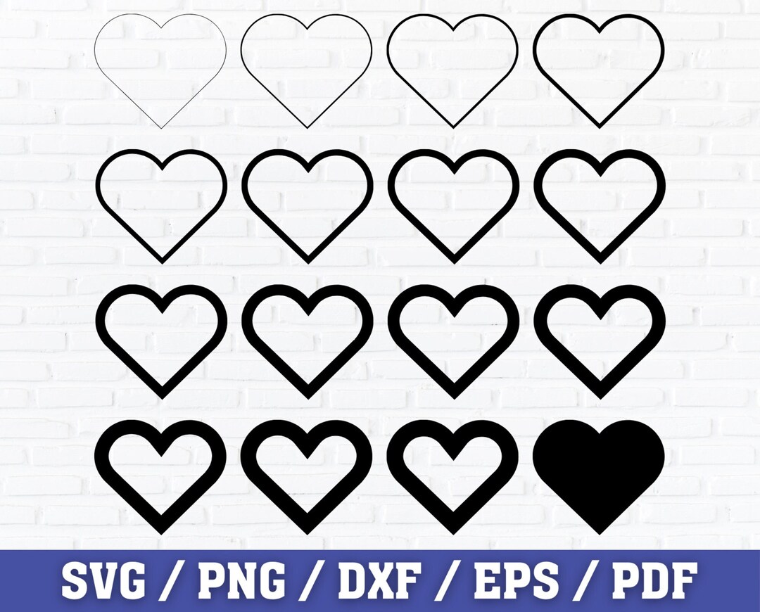 Hearts Svg Bundle, Heart Outline Svg, Heart Cut Files, Heart Clipart ...