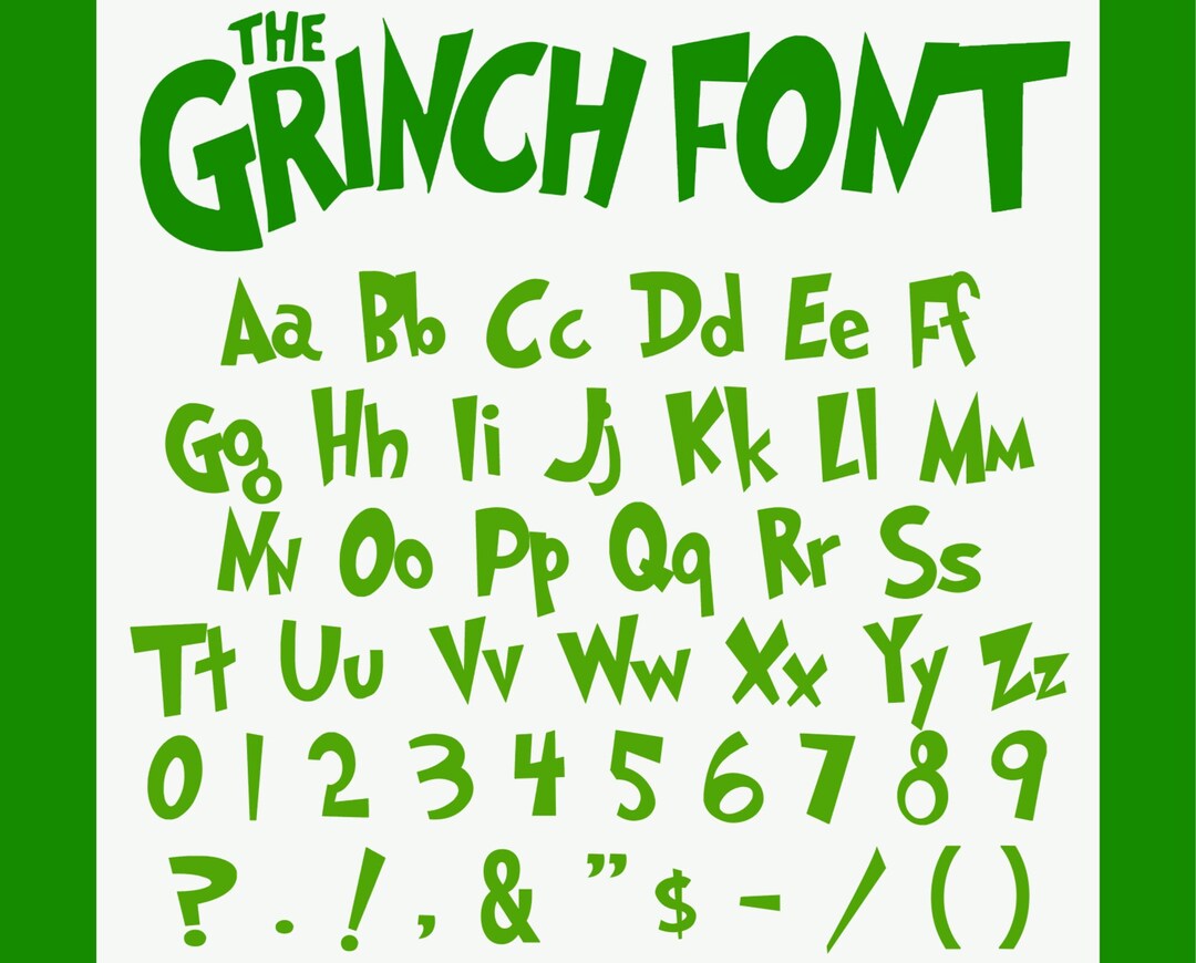 Grinch Font Svg Svg Font Alphabet Svg Green Character Font - Etsy Ireland