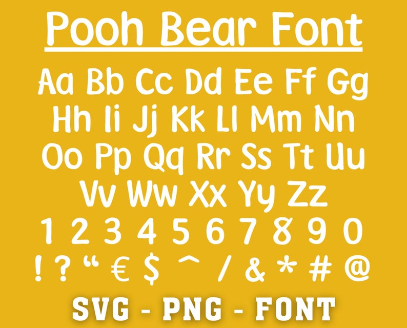 Pooh Bear Font Font Ttf Svg Png Text Word - Etsy